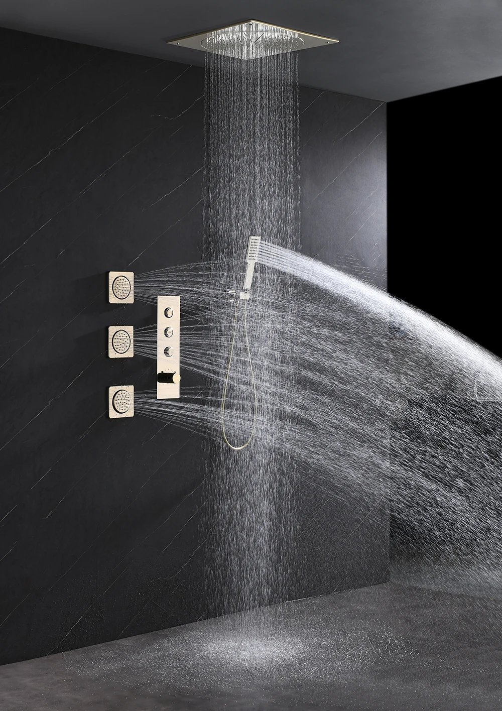 19x19-inch, Ceiling-mounted Concealed Shower System With Three Body ...