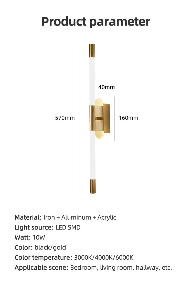 Modern Line Lamp Simple Rotatable Iron Gold Warm Led Acrylic Lampshade ...