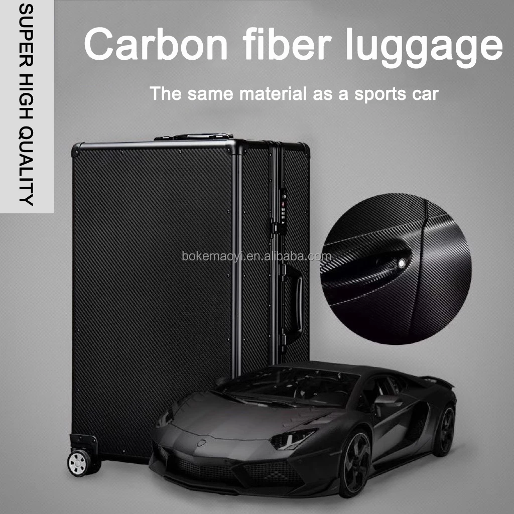 Lunique Best Universal Wheels Carbon Fiber Suitcase Luggage