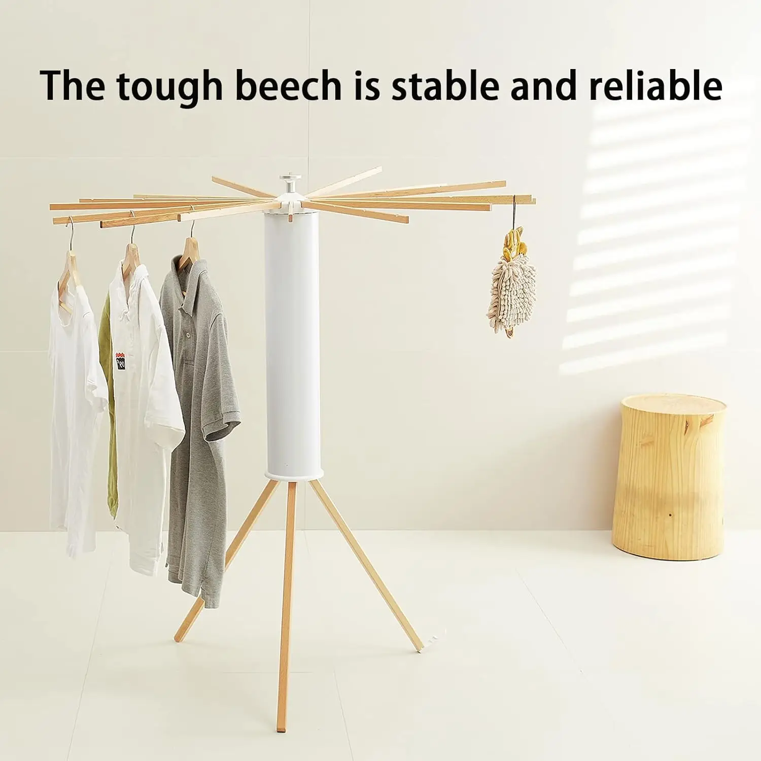 For Home High-quality Retractable Wooden Laundry Stand Indoor Hanger ...