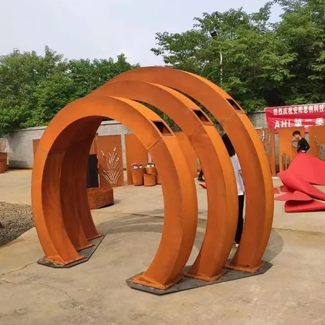 Rusty Red Corten Steel Moongate Arch for Garden Decoration OEM