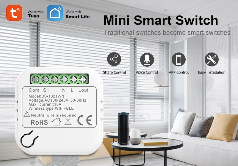 Smart Home Control with Tuya Wifi Mini Inteligente Switch