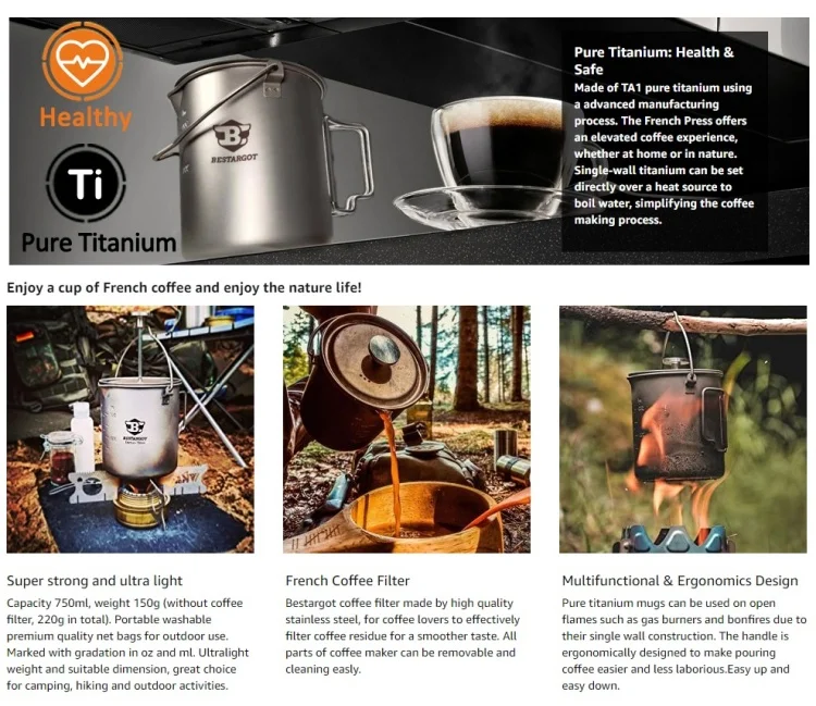 Outdoor Products Camping Mug Vacuum Coffee Cup Titanium Travel Tumbler ...