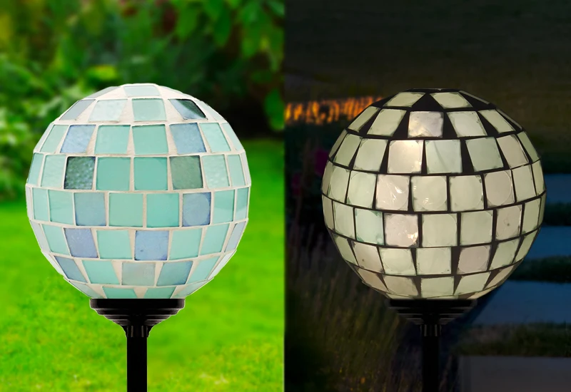 Decorative Lighting Mosaic Gazing Ball Garden Solar Stake Lights