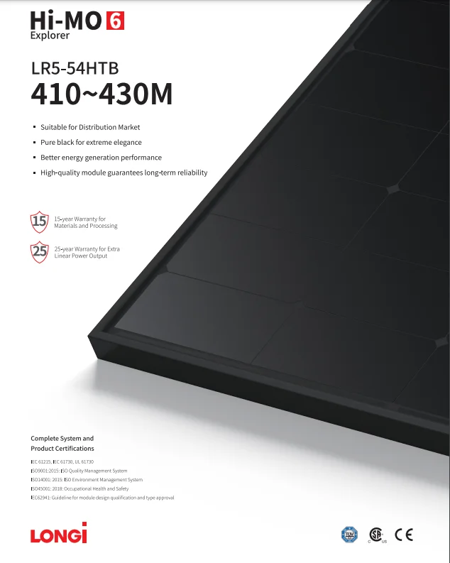 Longji Solar Panel Solar Wafers Lr5-54htb 410-430m Polycrystalline For ...