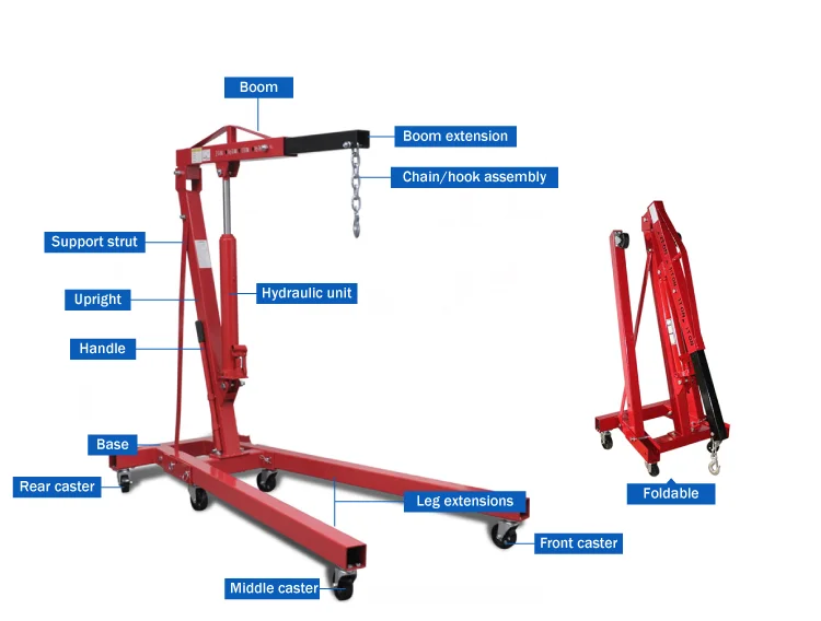 Foldable 360° Hydraulic Engine Hoist Crane - 1T to 3T Mini Lifting ...
