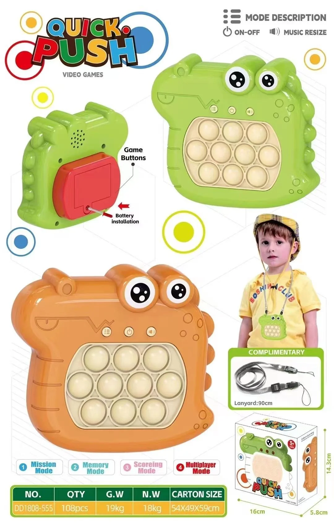 2023 New Quick Pop Light Up Console Game Fast Push It Fidget Toy Quick Push Bubble Pop Puzzle ...