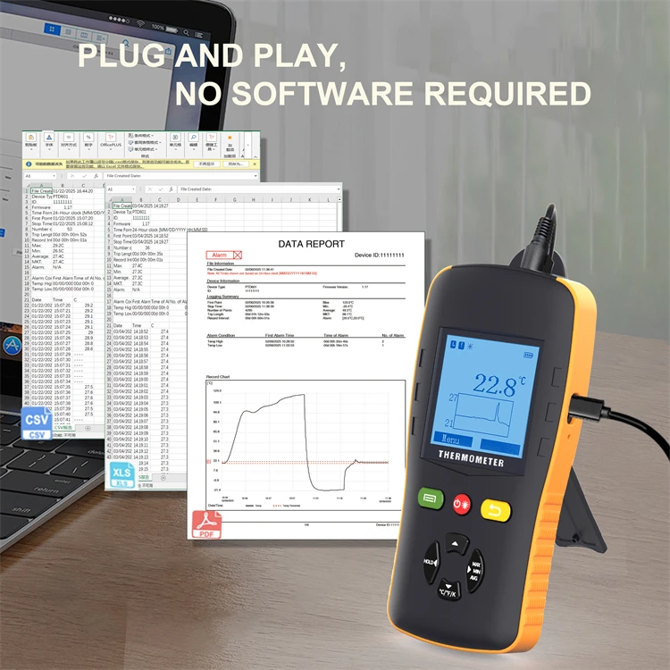 Handheld Temperature Data Logger Industrial Usage High Accuracy PTD601 ...