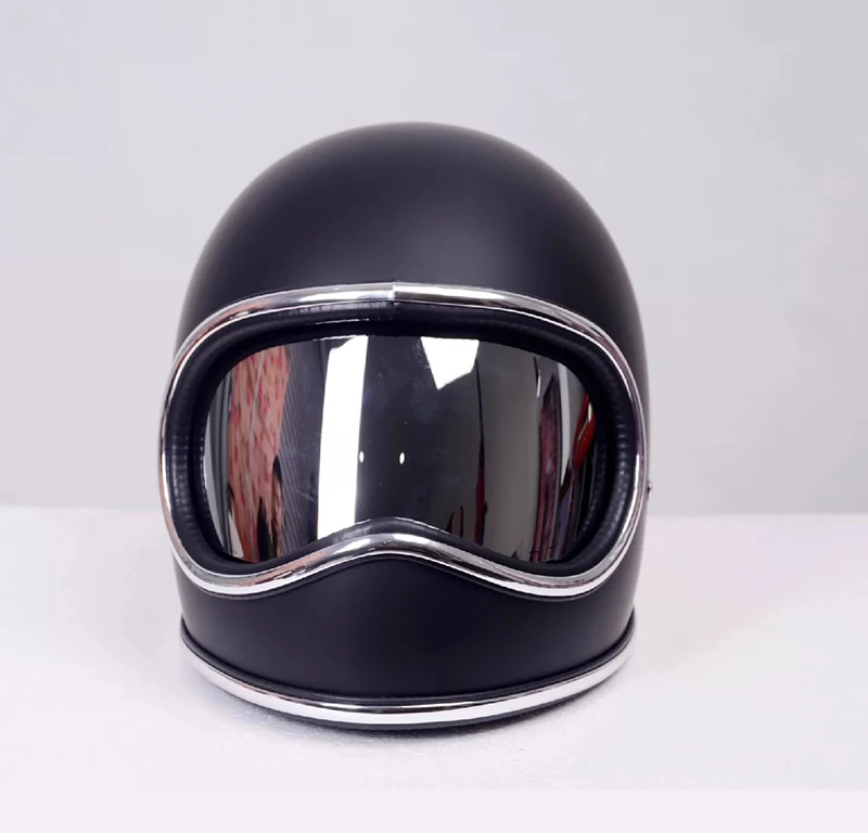 Japan Small Shell Retro Full Face Helmet with Silver Lens
