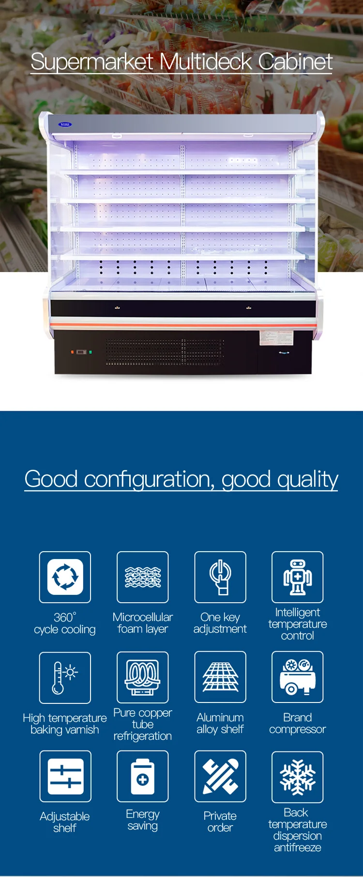 Multi-deck Open Top Display Chiller Frost Free Commercial Supermarket ...