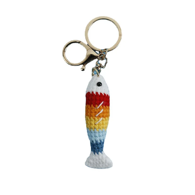 Colorful Crochet Sardine Patch Keychain - Exquisite Handmade Plush Fish ...
