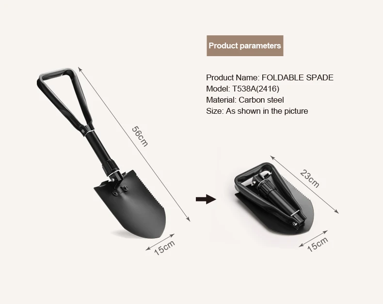 Carbon Steel Foldable Multifunctional Spade Garden Hand Shovel Digging ...