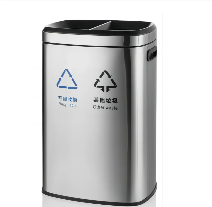 Large Double Classify Recycling Bin Without Lid Stainless Steel Dustin ...