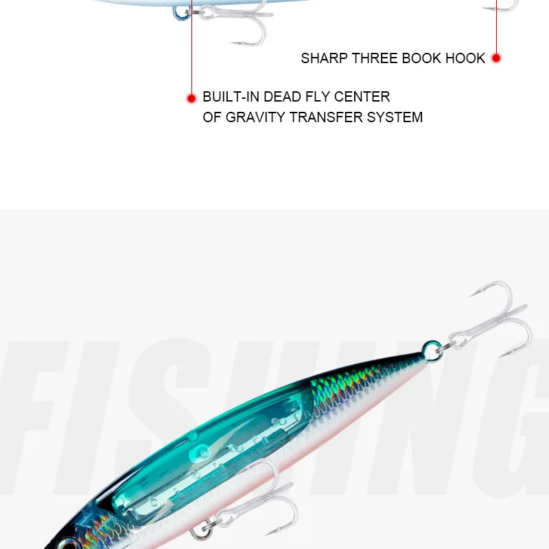 Saltwater Tuna Fishing Lure Hard Plastic Sinking Stickbait Pencil Lure One Wire 165mm 70g ...