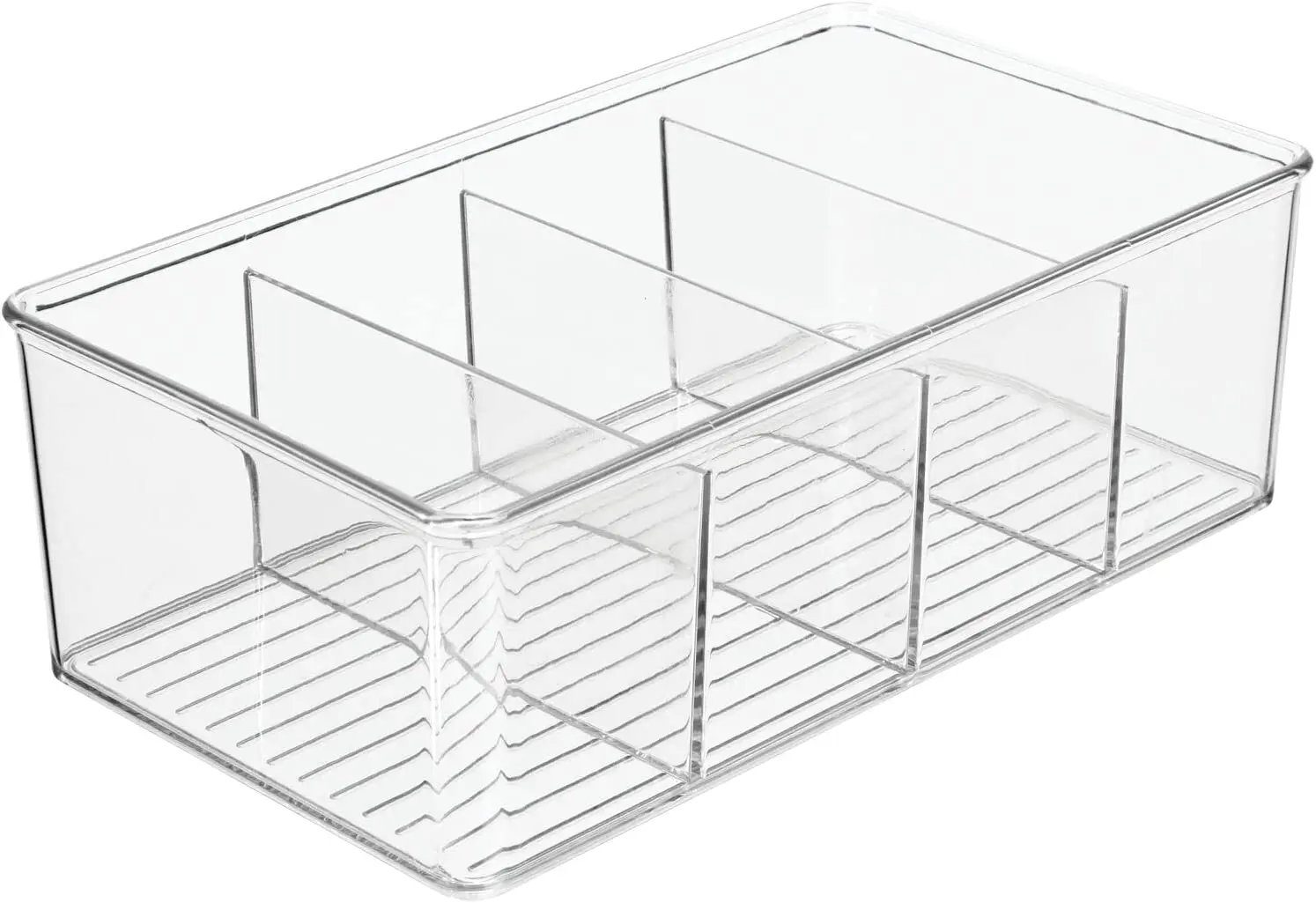 Clear Plastic Divided Kitchen Organizer Bin Container