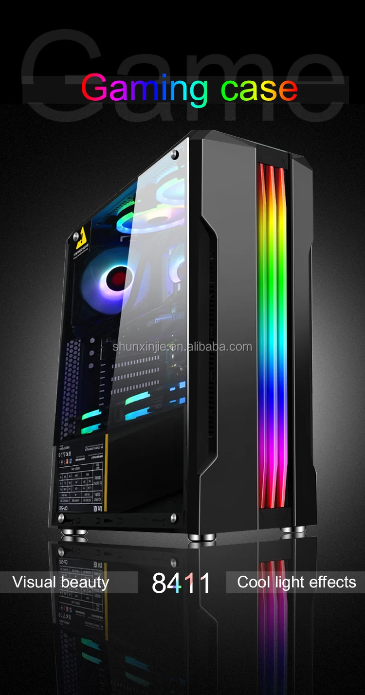Atx Pc with Fan Colourful Plexiglass Horizontal Cooled Cpu Cabinet ...