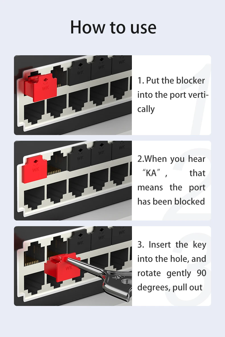 Locking Rj45 Port Dust Blocker With Key,Ethernet Port Lock,Rj45 Port ...