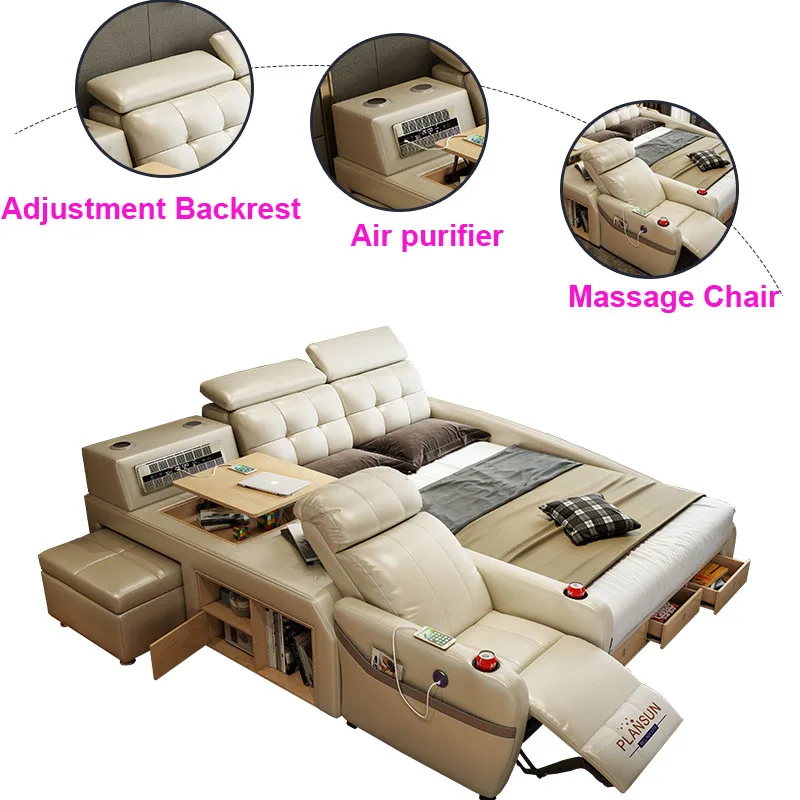 Modern Leather Bed Design Smart Multifunction Bed - Buy Smart ...