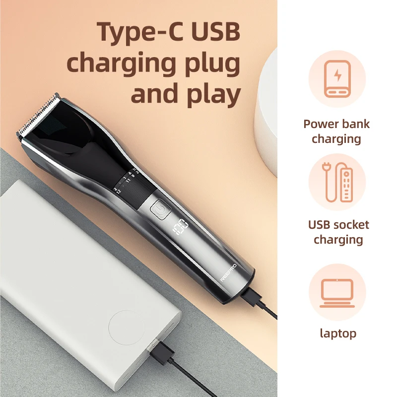 Salon Usb Rechargeable Hair And Beard Clipper Pop Barbers Body Trimmer ...