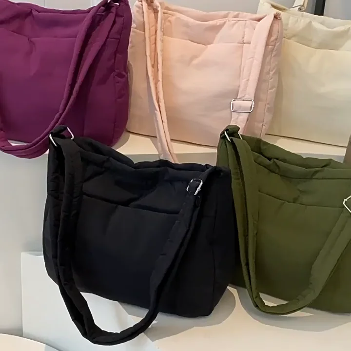Women Shoulder Bag Puffer Small Tote Crossbody Bag Purse Cotton ...