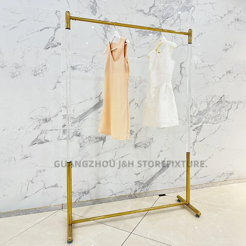 High-end display stand shiny gold stainless steel display rack fashion ...