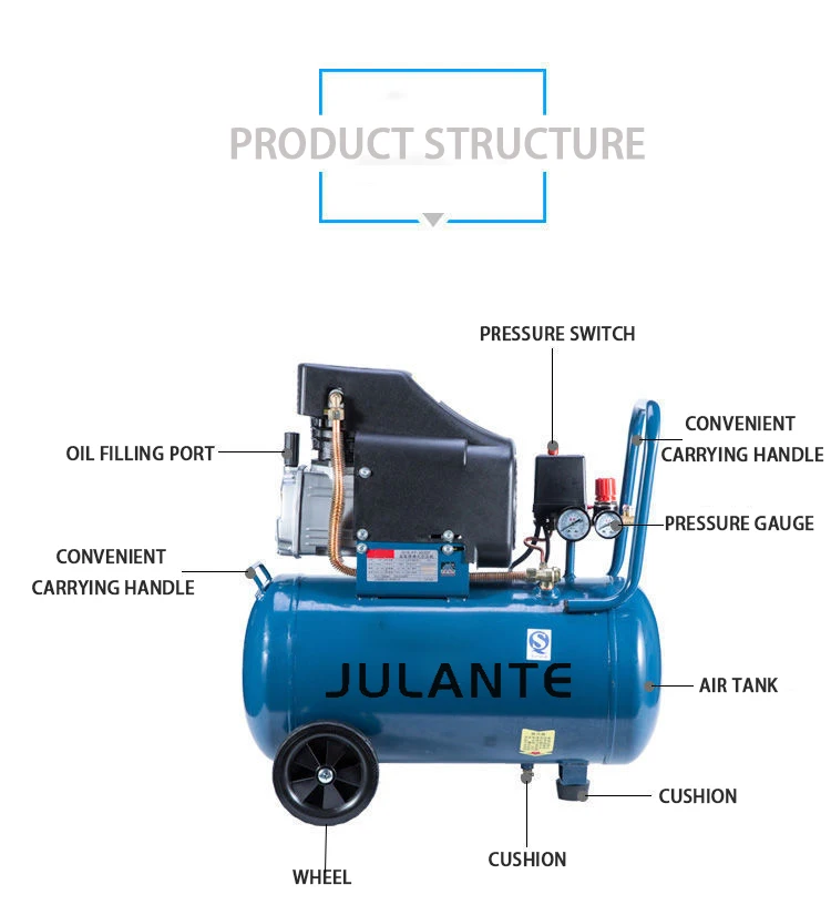 220v 8 Bar Portable Industrial Compressors Machine 750w 1hp 9l Direct ...