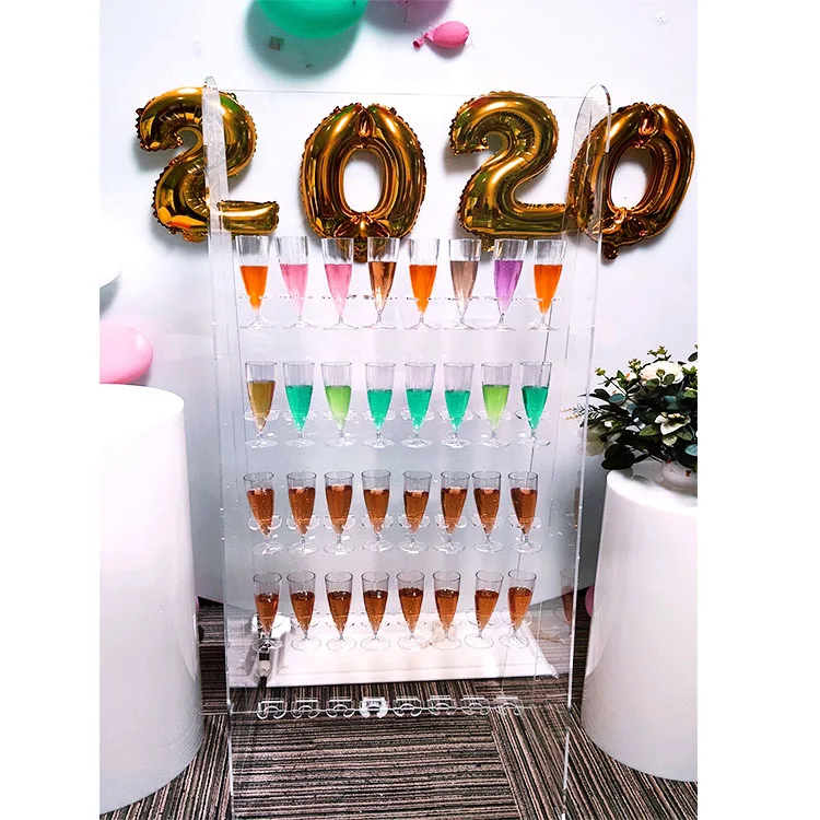 Modern Perspex Wedding Champagne Wall 3 Tier Clear Acrylic Champagne ...