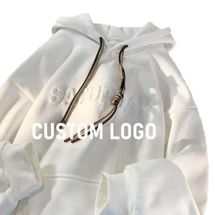 Custom Embossed Hoodie Custom Design Logo Oversized Heavyweight Cotton ...