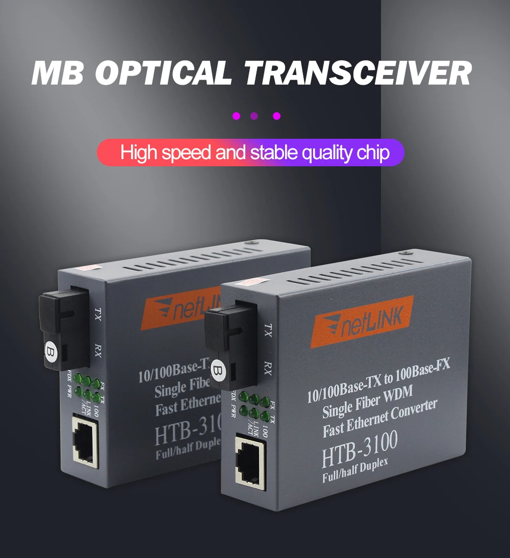 Top Quality base SM Single Fiber WDM Fiber Optic 10/100m Sfp Slot Fiber ...