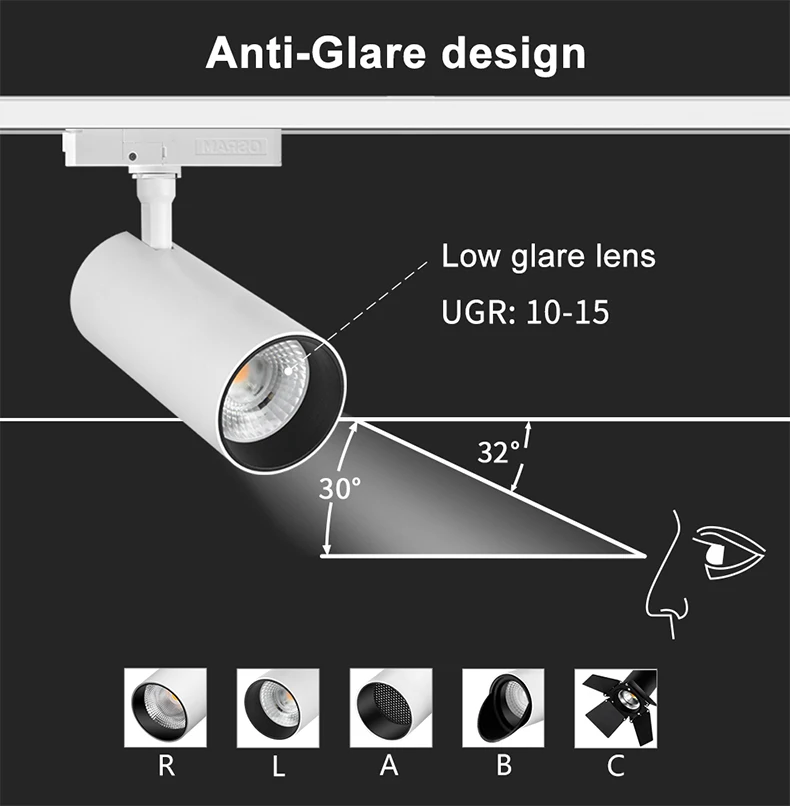 360 Degree Adjustable Commercial Lighting - 36W LED Track Light by Gosun