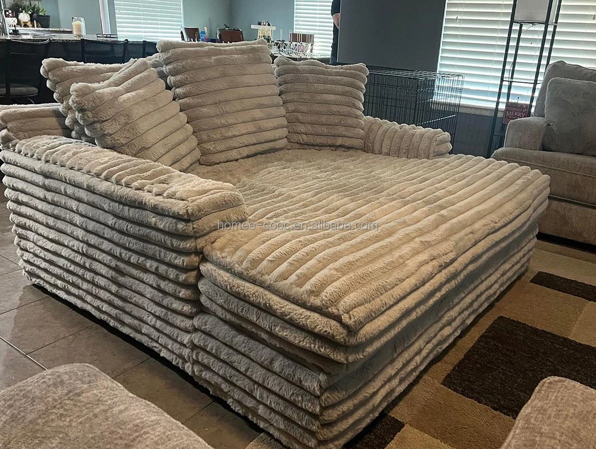 Plush Extra Deep Cuddler Double Chaise Sofa for Living Room