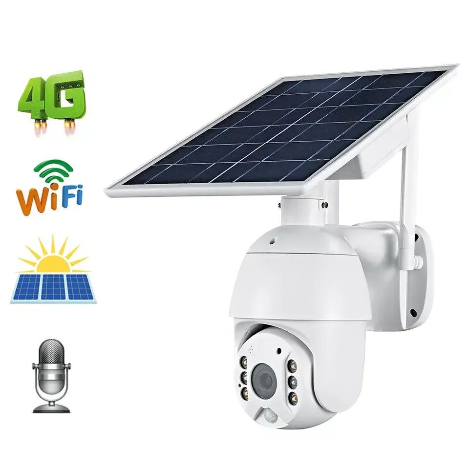 S10 4mp 2mp Solar Rotational Solar Powered 4G Simcard PTZ CCTV Camera ...