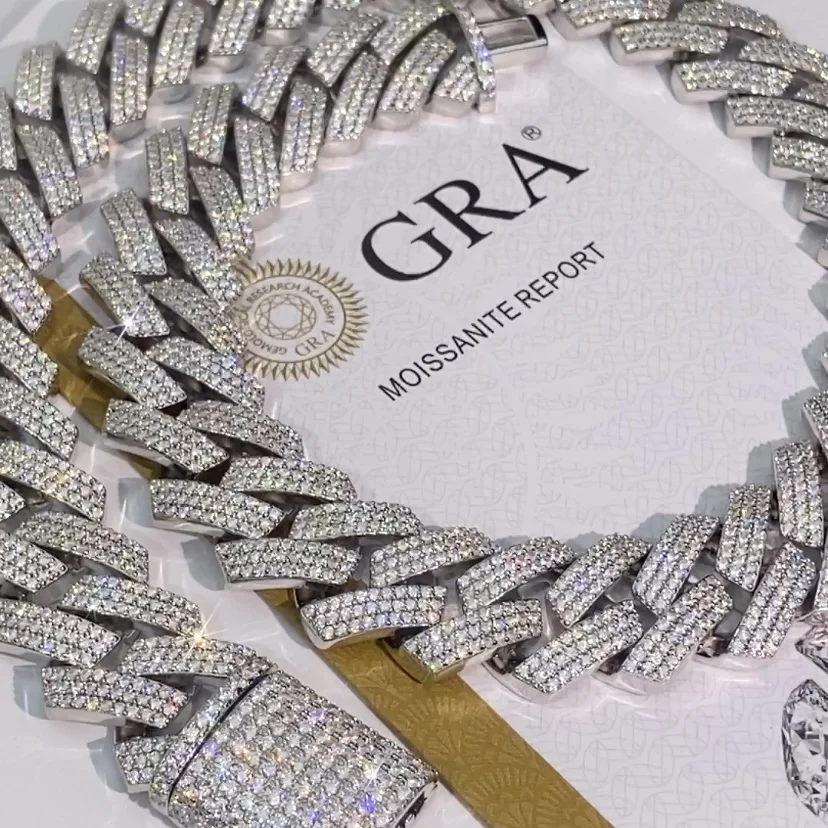 Cuban Link Chain VVS Moissanite Diamond Zircon Custom 925
