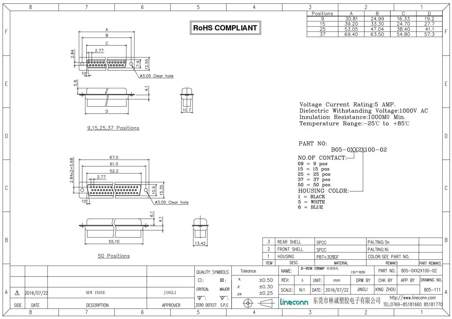 D-sub 37pin Female Crimp For Cable,D-sub 37pin Socket,Db 37p Female ...
