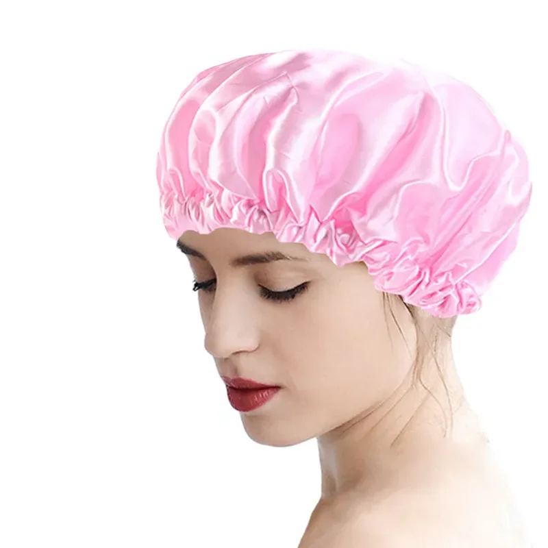 Wholesale Reusable Waterproof EVA Inner Shower Cap with Elastic Satin ...