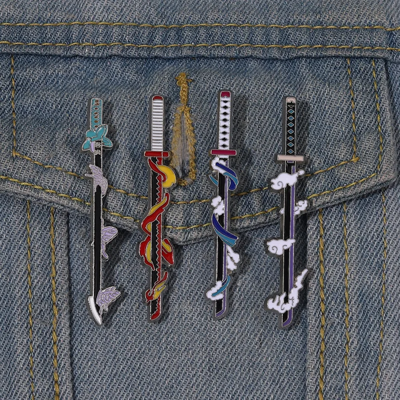 Metal Demon Slayer Sword Lapel Pin Badge Custom Shaped Anime Sword ...