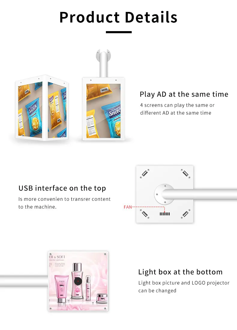 Factory Price High Resolution 3D Cube LCD Screen 1000 Nits Advertising ...