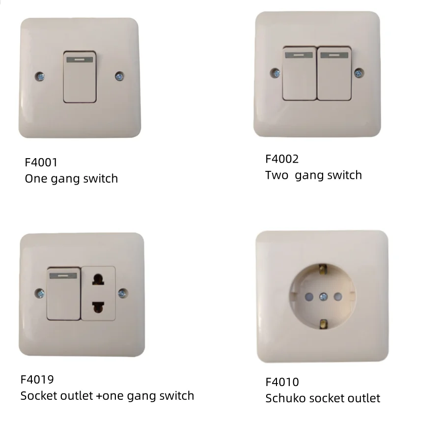 F4019 One Gang ABS Indonesia Wall Switch and Socket Outlet