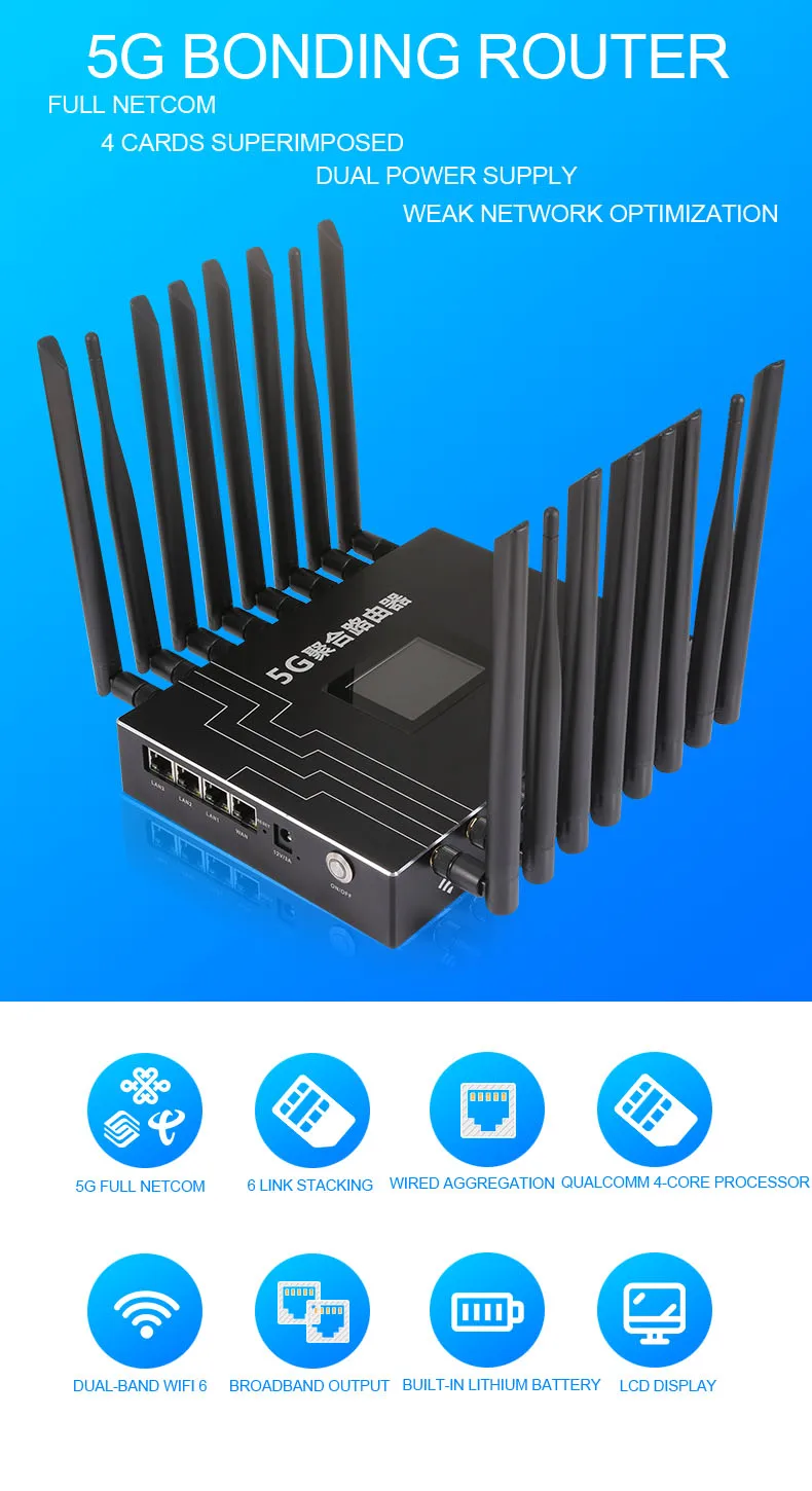5g Nr And 4g Lte 8sim Vpn Router For Enterprise With Sim Card Bonding And Bandwidth Aggregation ...