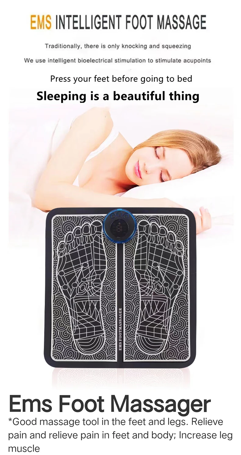 Intelligent Power-off Protection USB Rechargeable Foot Massager Pad