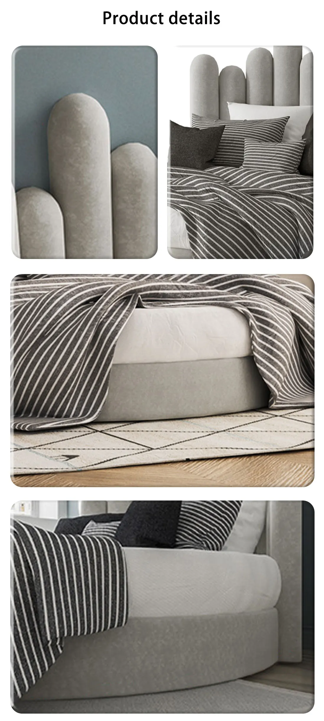 Modern King Size Round Bed Frame Full Frame Luxury Bed Room Classic ...