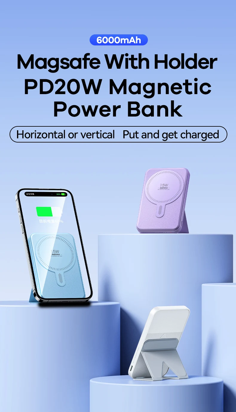 Remax Magsafe Portable Chargers Power Station Mini Fast Charge 6000mah 10000mah Magnetic ...