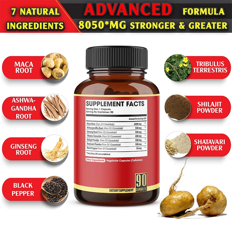 Maca Plus Capsules - Organic Supplement for Men & Women