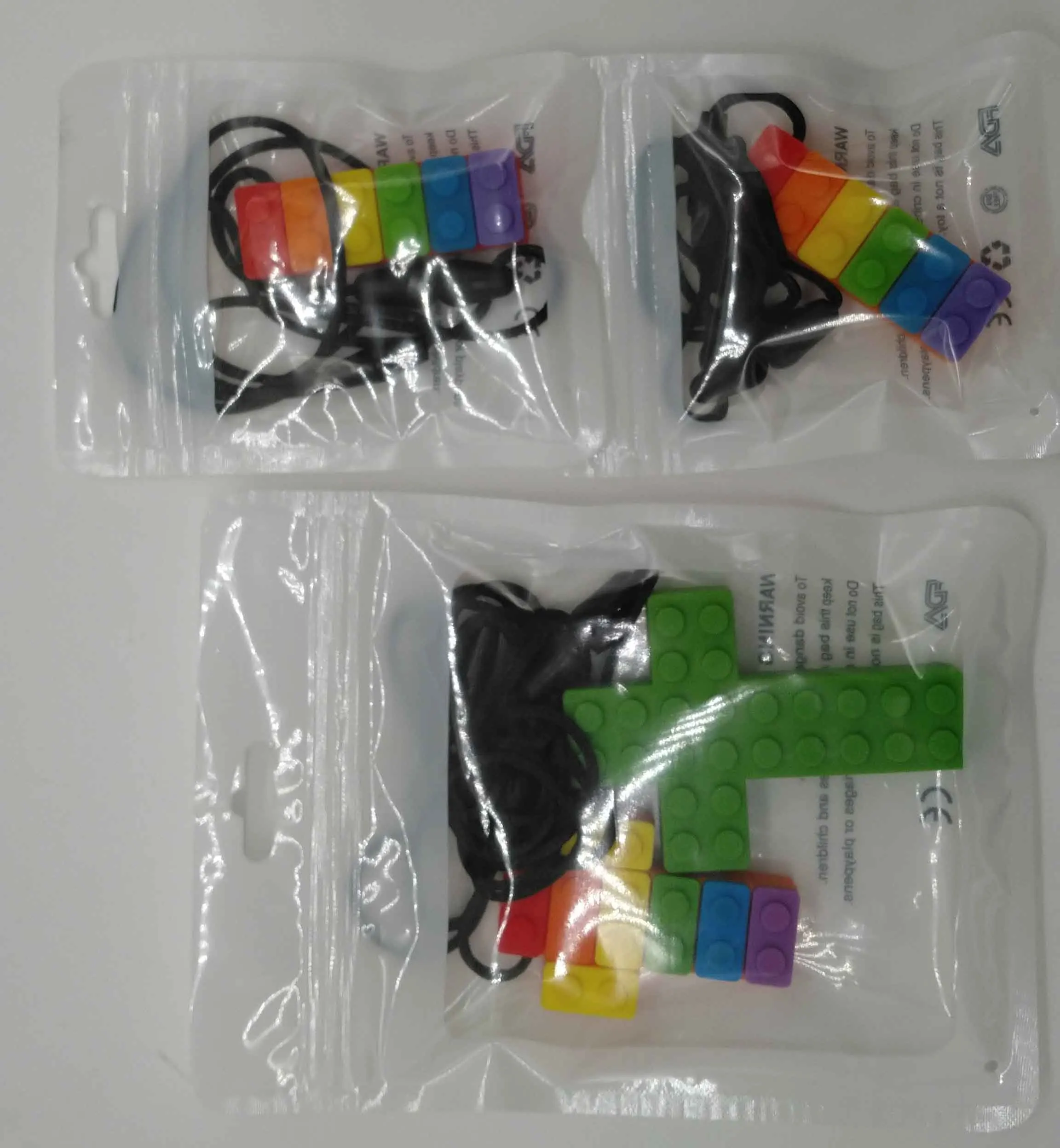 Sensory Chew Necklace Silicone Rainbow Bricks Pendant Chewlery For Adhd ...