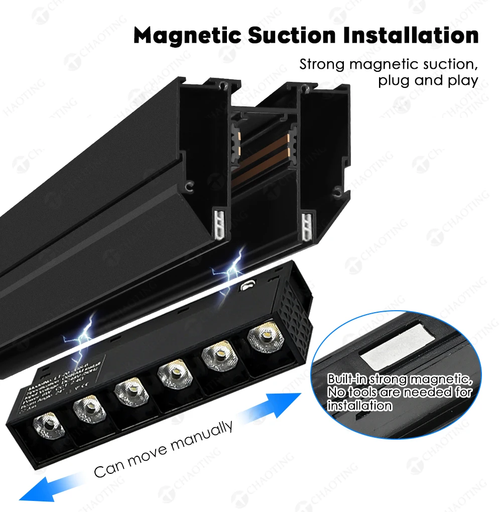 New Design Dc48v Surface Recessed Magnetic Led Track Magnet Rail ...