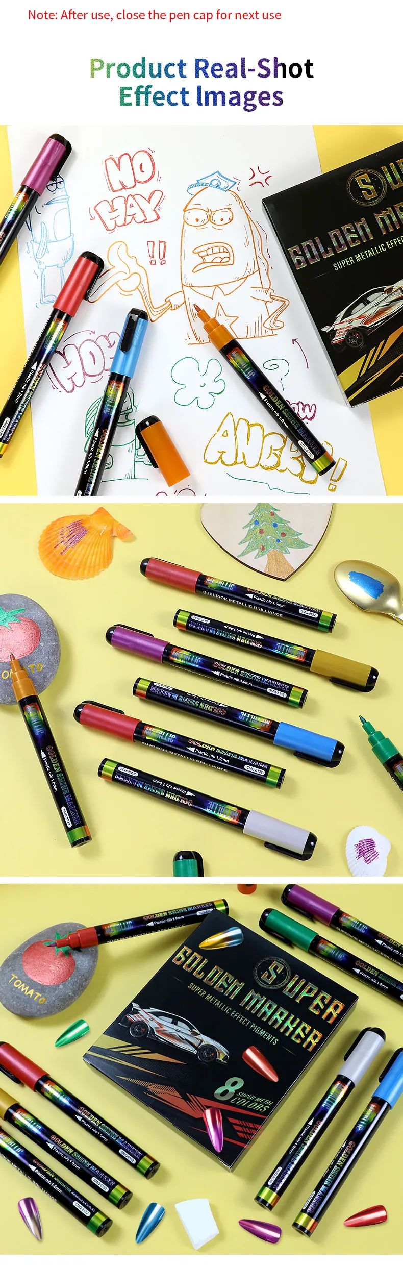 Premium Gold Model Markers Set - Metallic Finish Art Pens