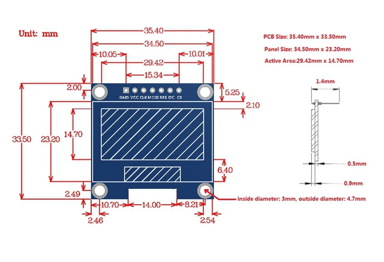 1.3 Inch OLED Display Module - 128x64 SH1106 Blue Screen