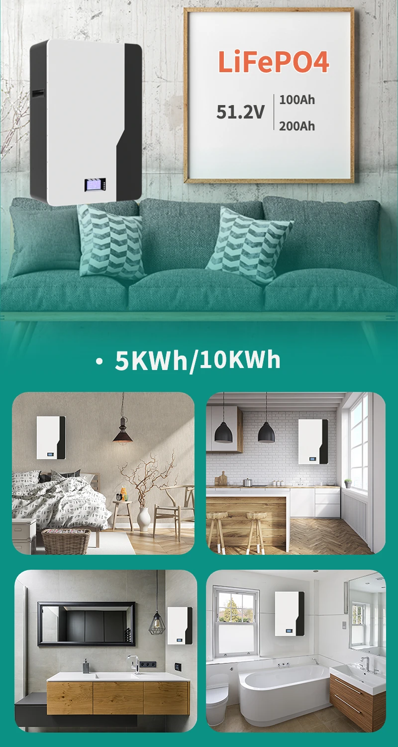 Wall-mounted Household Energy Storage Battery Ess Hybrid Inverter Battery 48v 100ah Lifepo4 ...