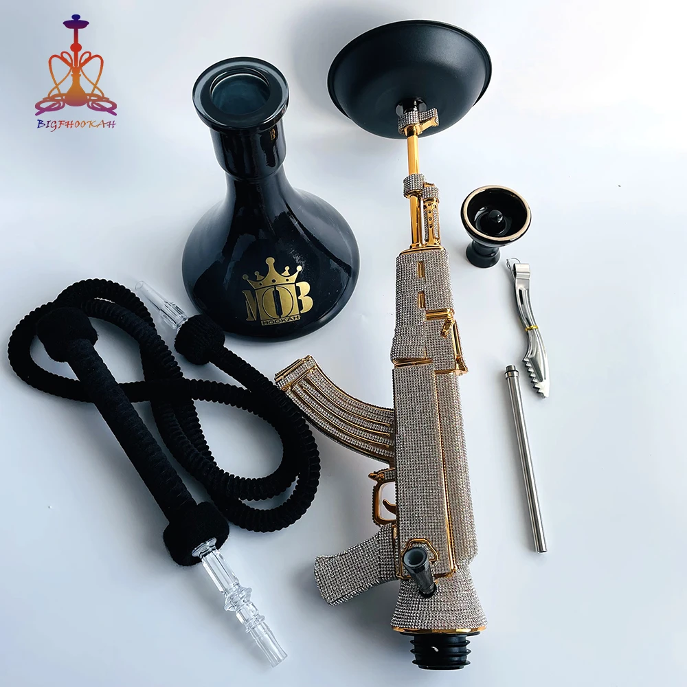 Wholesale Luxury 75cm 95cm Tall Gold Diamond Ak47 Gun Sheesha Shisha ...