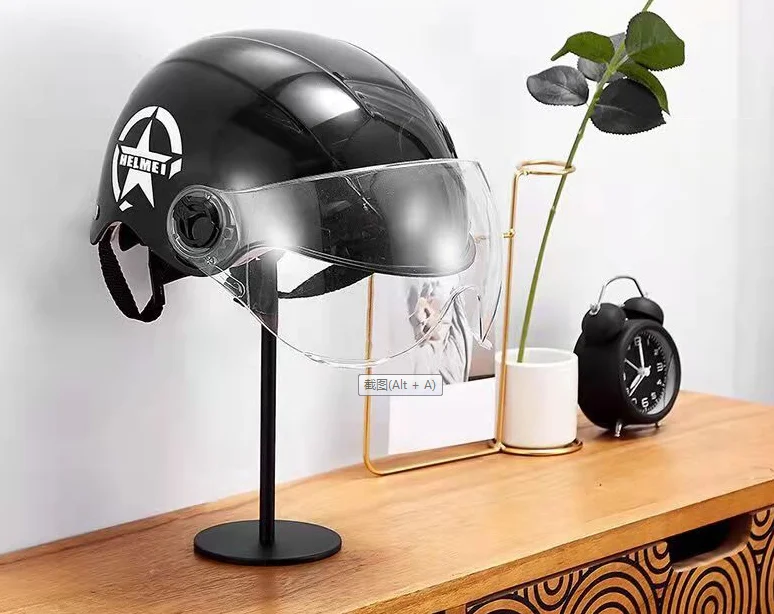 Wall Mounted Rotating Helmet Display Stand Black Metal Helmet Cap ...